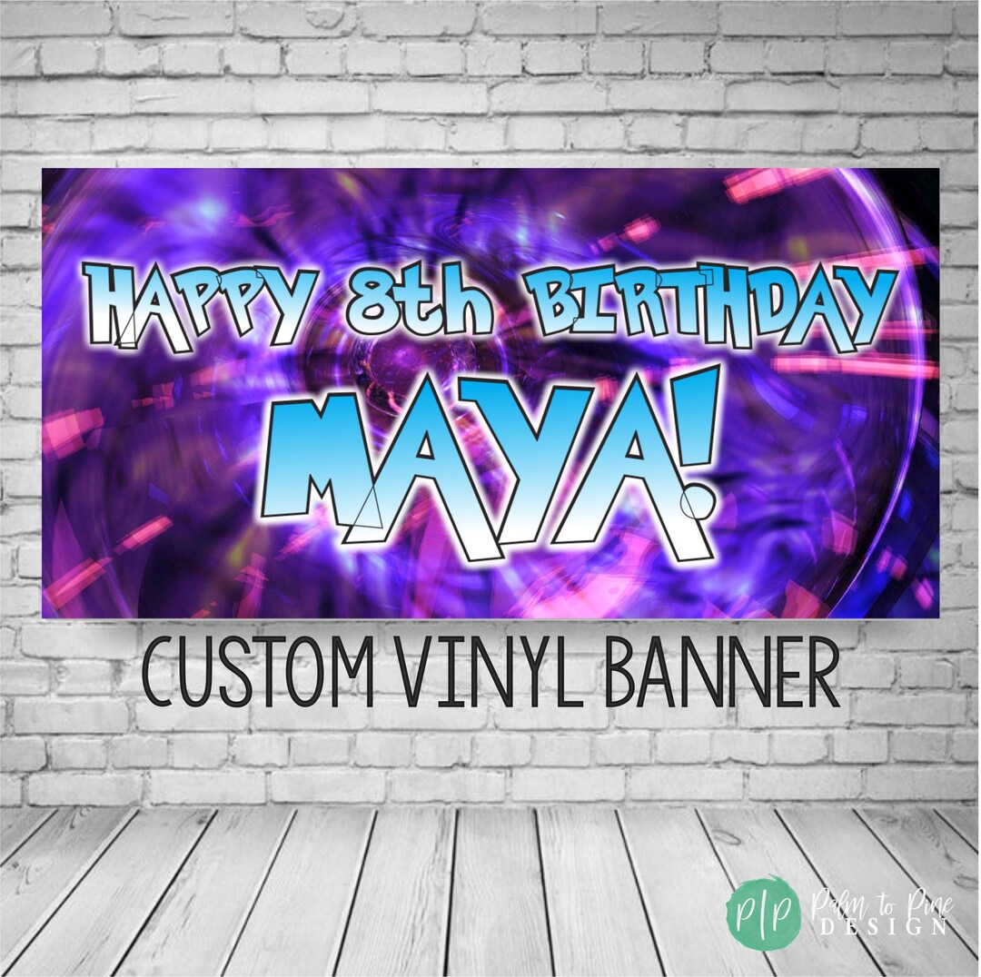Anime Birthday Banner, Custom Neon Birthday Backdrop, Glow Birthday ...