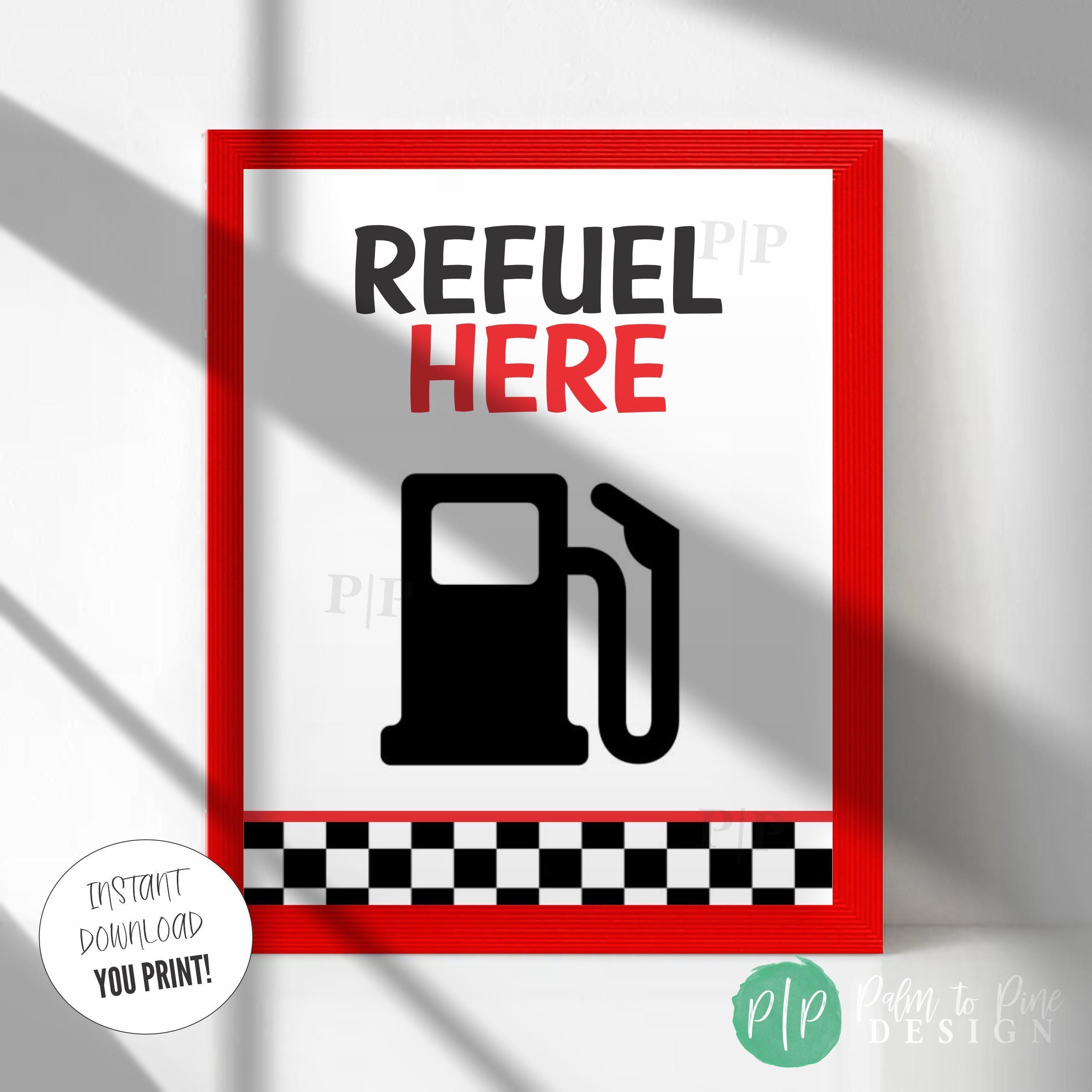 Racecar Refuel Station Sign, Printable Race Car Birthday Party Decor ...