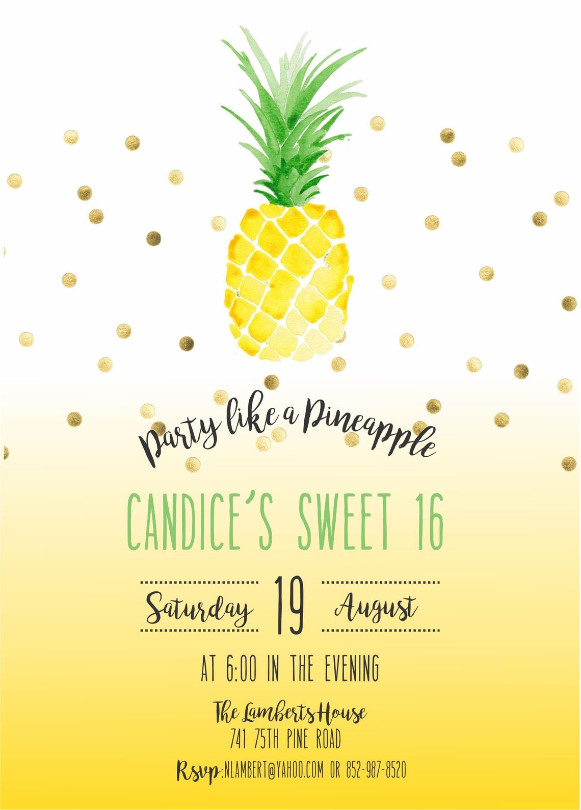 Pineapple Invitation Pineapple Birthday Invitation Pineapple - Etsy