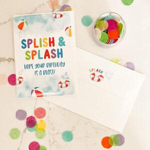 Happy Birthday Card, Pool Party Birthday Card, Kids Birthday Greeting ...