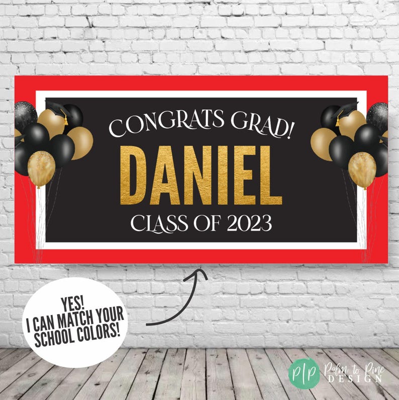 Custom Graduation Party Banner: Personalized Vinyl Grad Backdrop ...