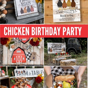 Chicken Birthday Invitation, This Chick is One Birthday Invite, Chicken ...