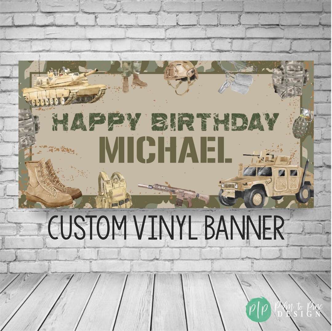 Military Birthday Banner, Military Birthday Decorations, Personalized ...