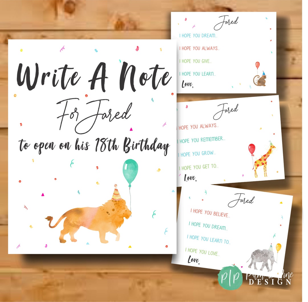 Jungle Birthday Wish Cards, Safari First Birthday Time Capsule (digital ...