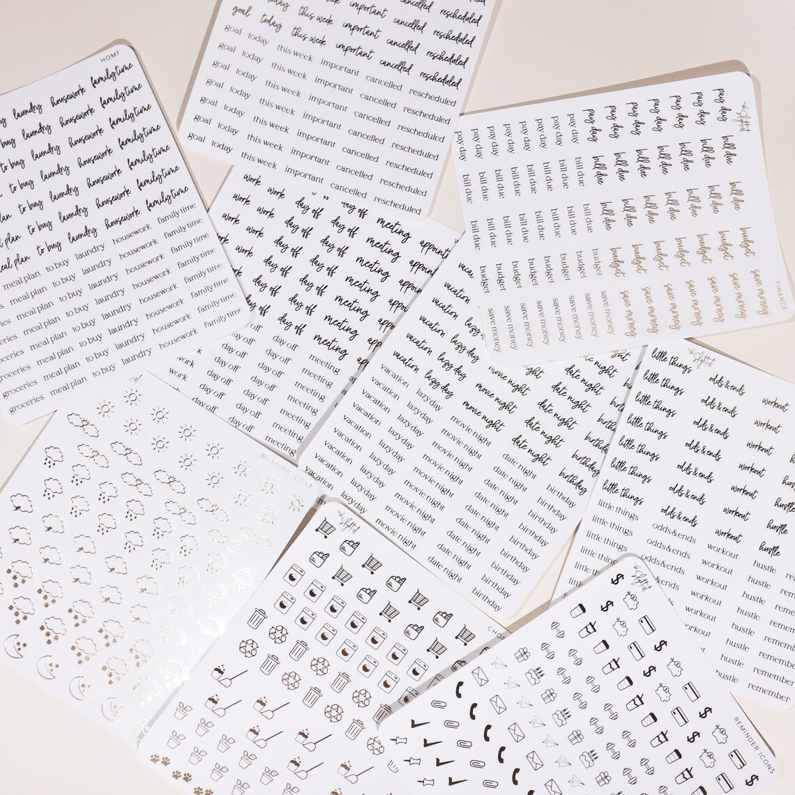 Productivity Black Clear Print Planner Stickers - Etsy