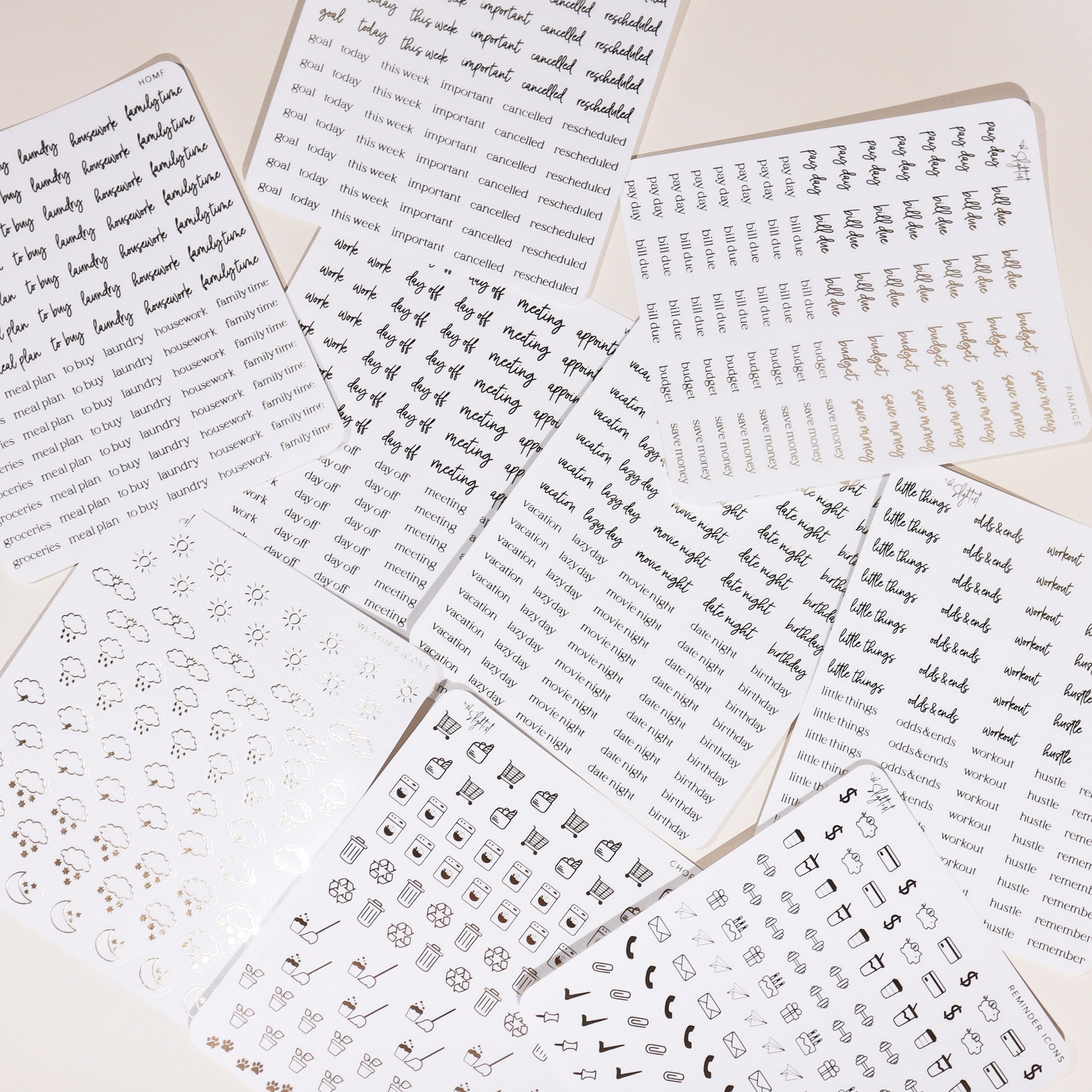 Productivity Black Clear Print Planner Stickers - Etsy