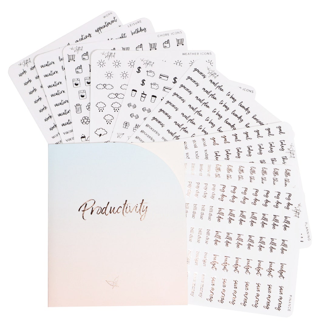 Productivity - Brown Clear Foil - Planner Stickers - Functional - Icons ...