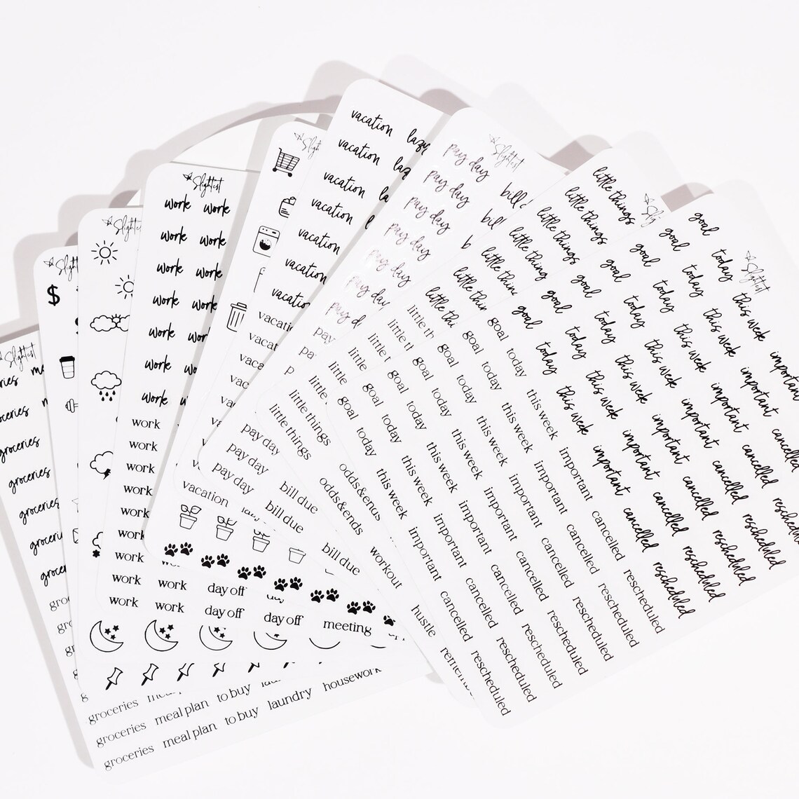 Productivity Black Clear Print Planner Stickers - Etsy