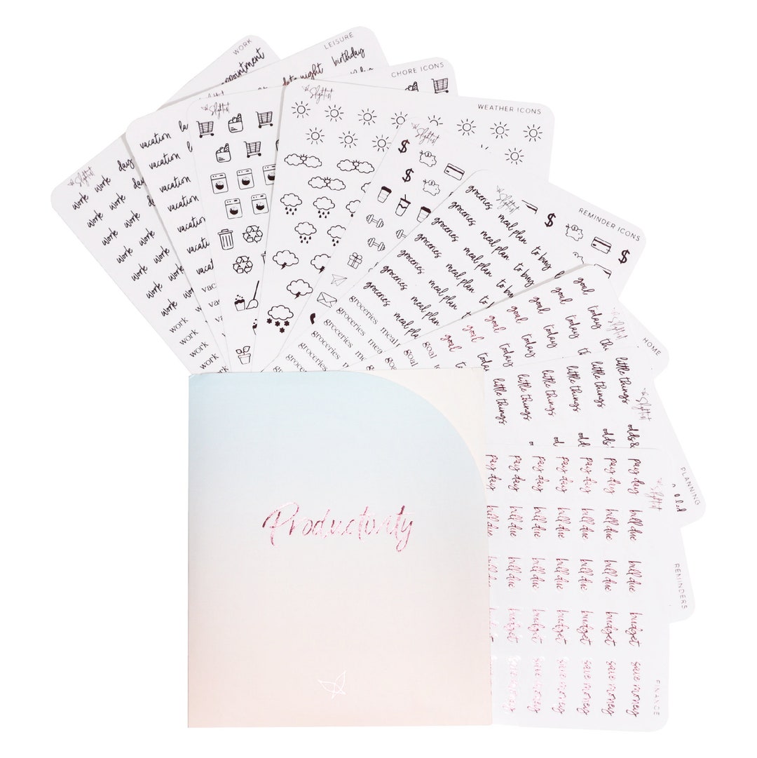 Productivity - Pink Clear Foil Planner Stickers - Functional - Icons ...
