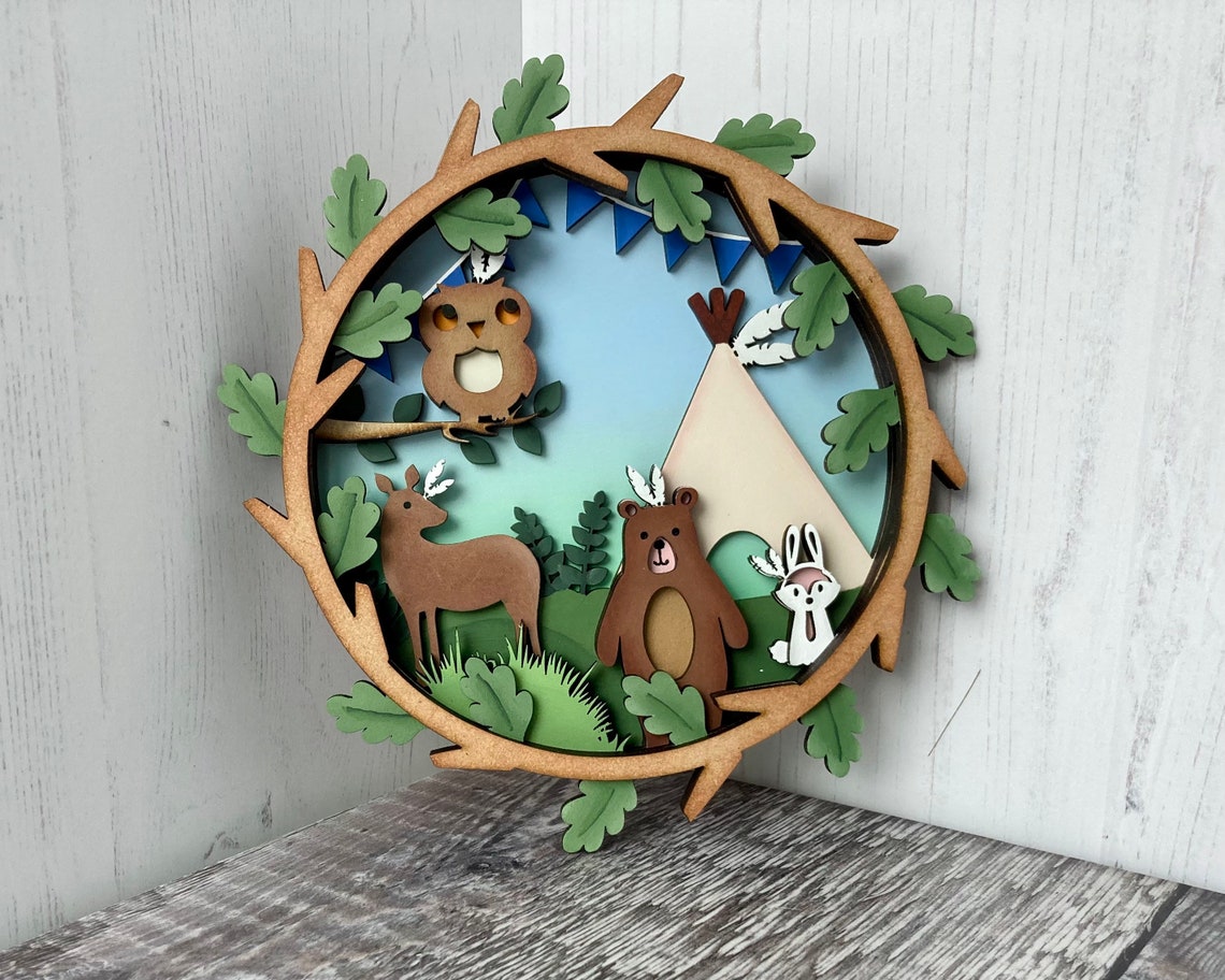 Personalized Woodland Animal Plaque – Hand-painted 3D Layered Sign - Etsy