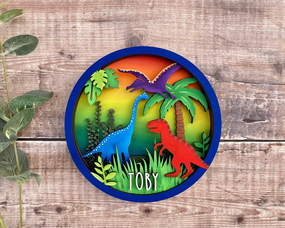 Personalized Dinosaur Plaque – Layered 3D Sign, Hand Painted - Etsy