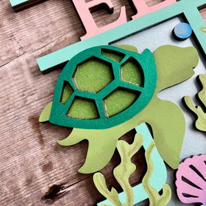 Turtle Under the Sea Personalised Wooden Letter - 2 Sizes Hand Painted ...