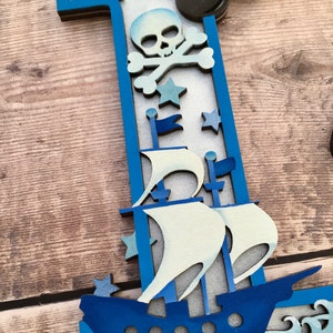 Pirate Ship Personalised Wooden Split Monogram Letter - 2 Sizes Hand ...