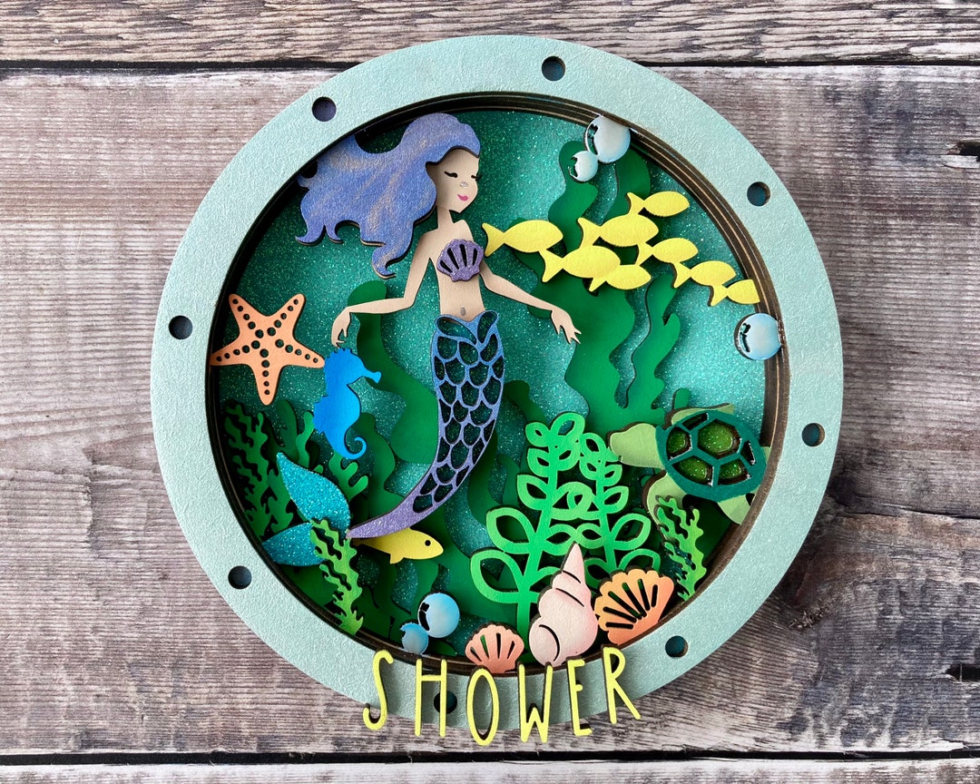 Personalised Wooden Mermaid Layered 3D Plaque Sign - Custom Hand Made ...