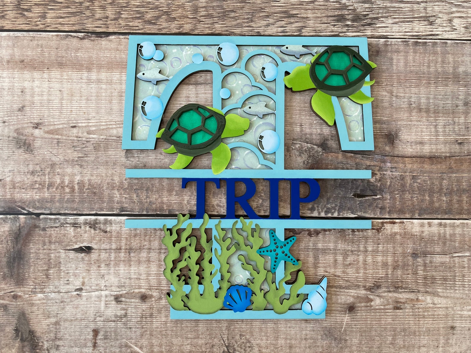 Turtle Under the Sea Personalised Wooden Letter 3 Sizes Hand - Etsy