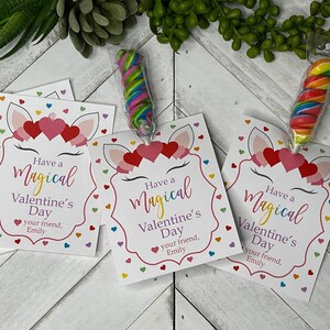 UNICORN MAGICAL Rainbow Valentine’s Day Lollipop Tag Cards, Unicorn ...