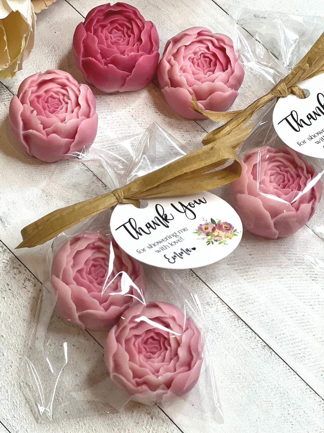 Peony MINI Soaps Wedding Soap Favors: Peony Scented Blush Rose Gold ...