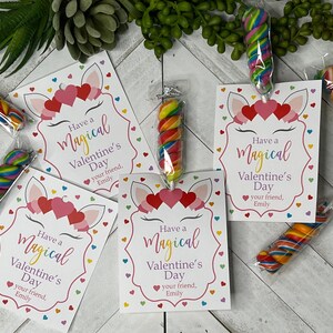 UNICORN MAGICAL Rainbow Valentine’s Day Lollipop Tag Cards, Unicorn ...