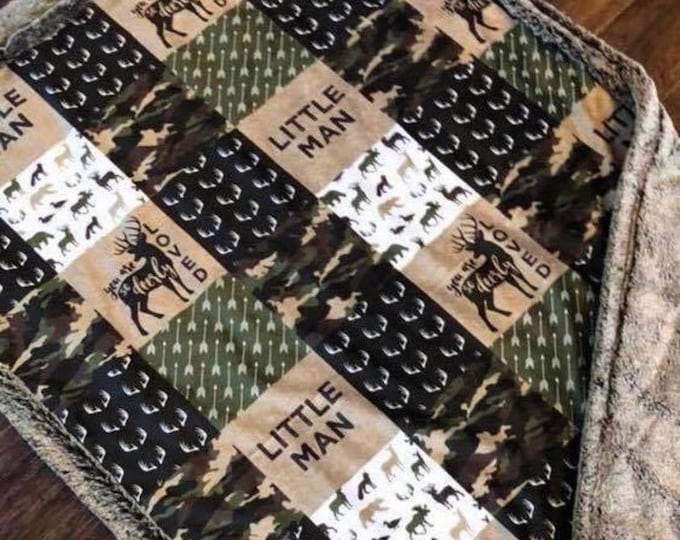 Cozy Minky Baby Blanket Little Man Woodland Animal With Hunter Green ...