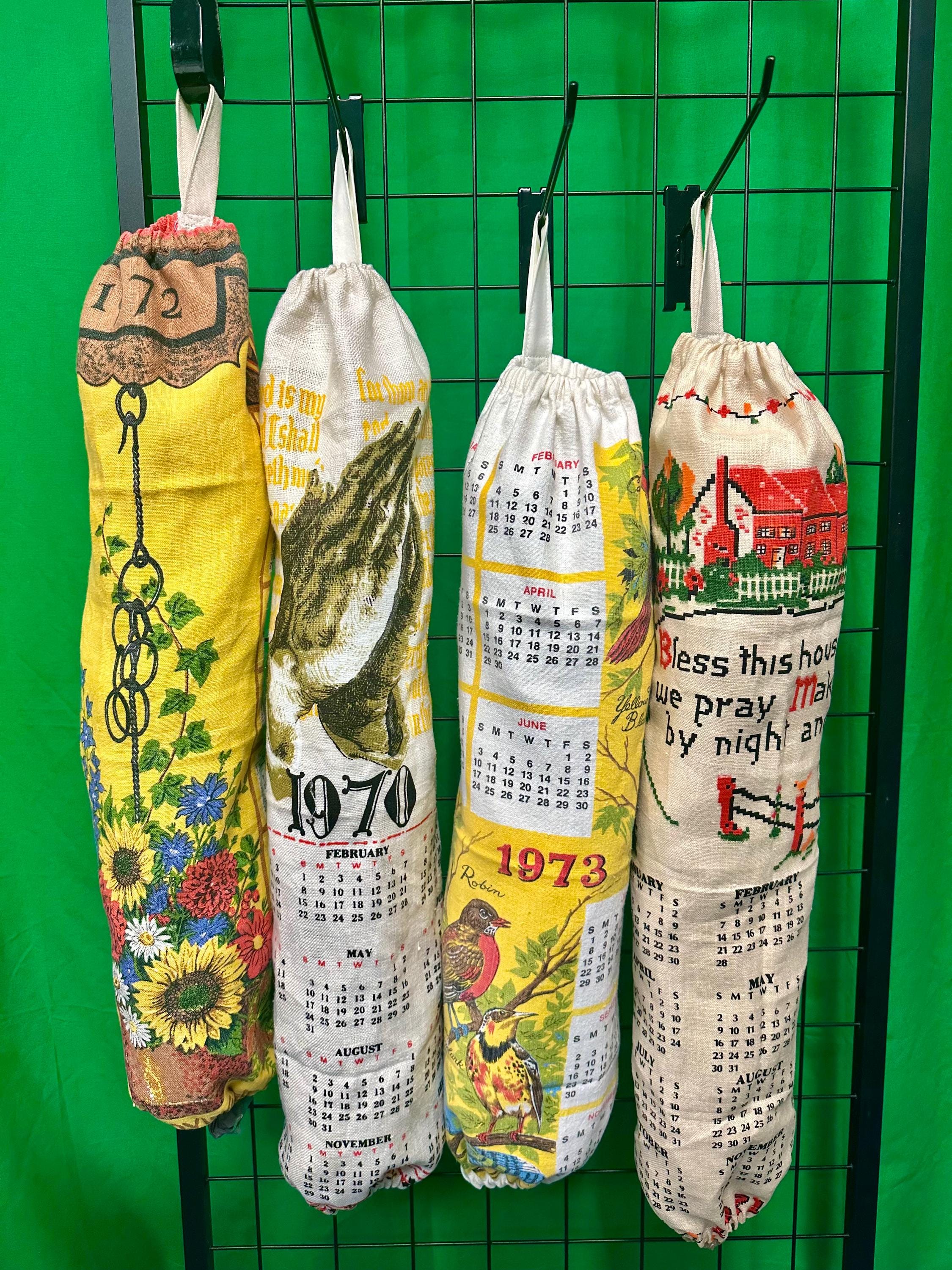 Upcycle Vintage Calendar Grocery Bag Holder, Plastic Bag Holder ...
