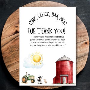 Farm Birthday Thank You Note - Etsy