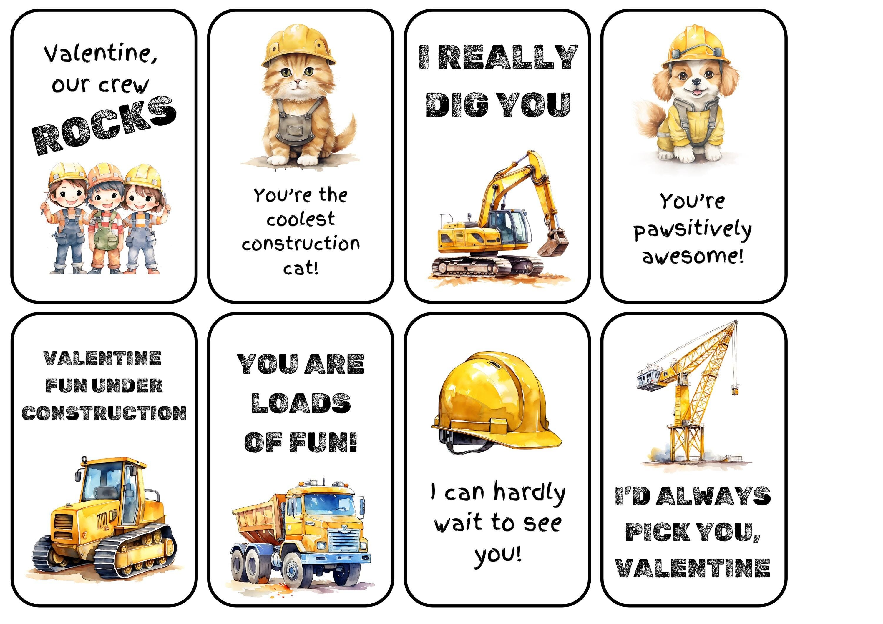 DIY Construction Valentines for School - Printable Card Set - Etsy