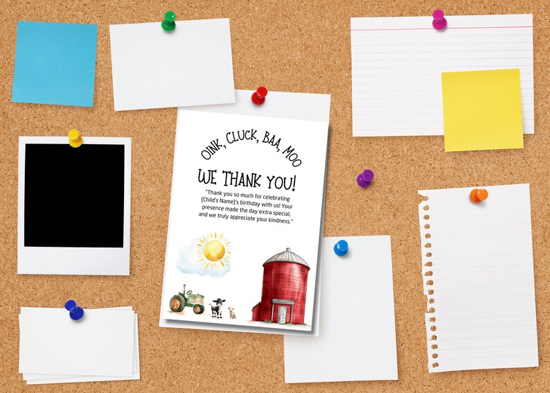 Farm Birthday Thank You Note - Etsy