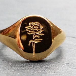 Signet Ring Gold Plated Rose 18 K Gold - Etsy