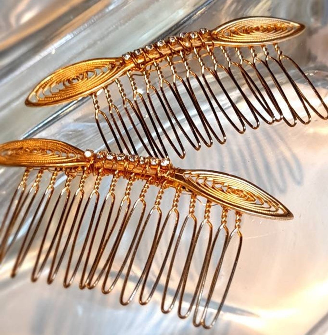Set of Hair Combs Gold for Updo Hairstyles Plug-in Hairstyles Comb Hair ...