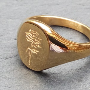 Signet Ring Gold Plated Rose 18 K Gold - Etsy