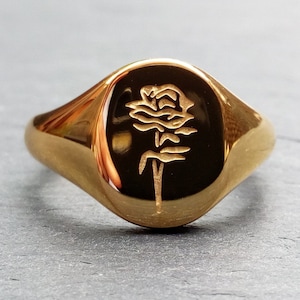Signet Ring Gold Plated Rose 18 K Gold - Etsy