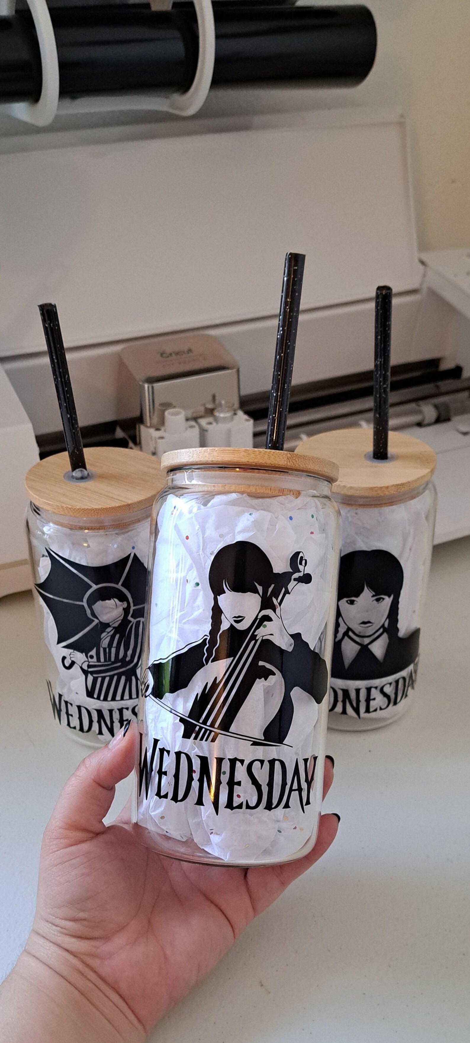 Wednesday Addams Cello Glass Can Iced Coffee Cup Jenna Ortega - Etsy