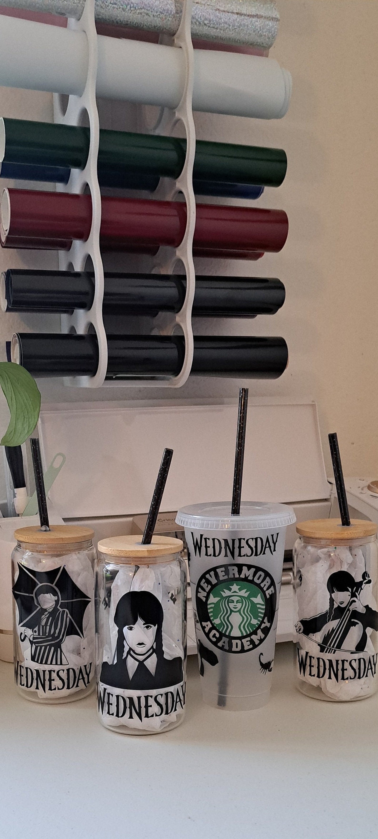 Wednesday Addams Cello Glass Can Iced Coffee Cup Jenna Ortega - Etsy
