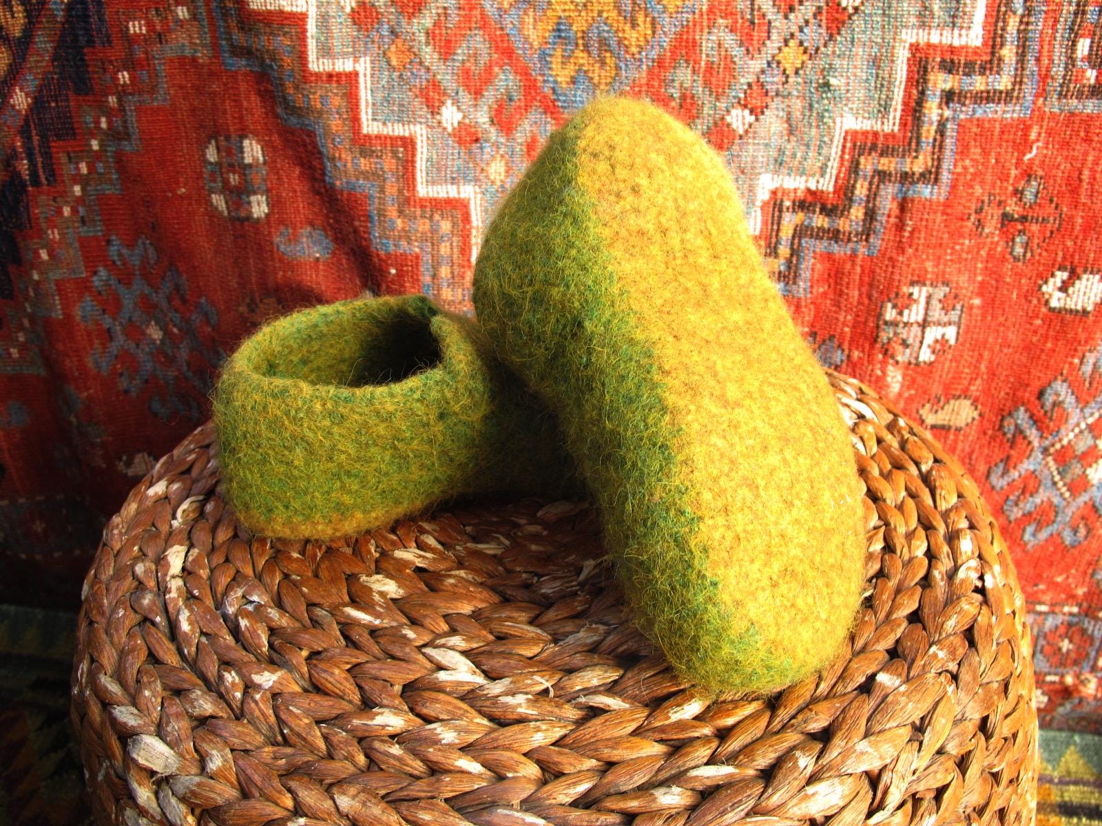 Felted Crochet Slippers for Women: the Hobbity - Etsy