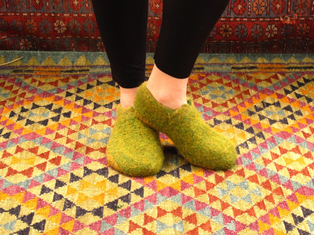 Felted Crochet Slippers for Women: the Hobbity - Etsy