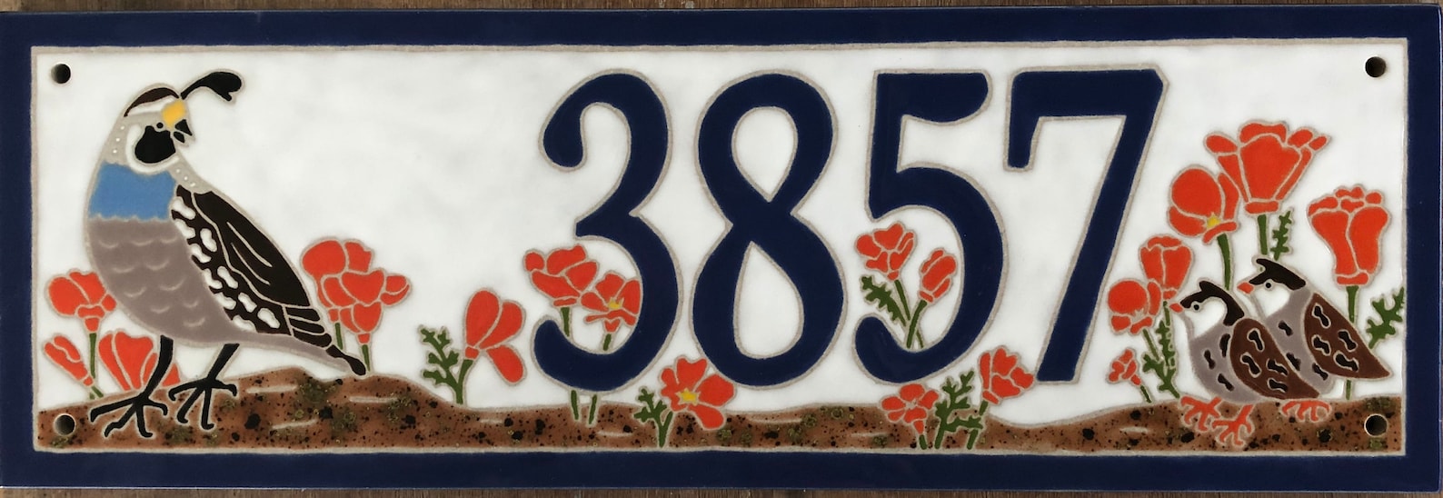 Quail With Poppies Address Tile - Etsy