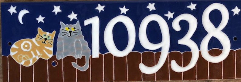 Cats on Fence Address Tile - Etsy