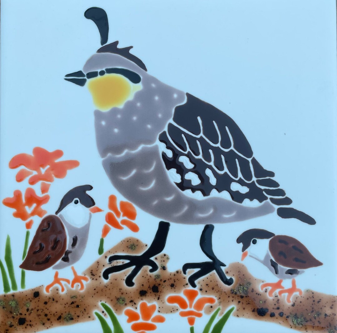 Quail Mama With Babies Tile Trivet - Etsy