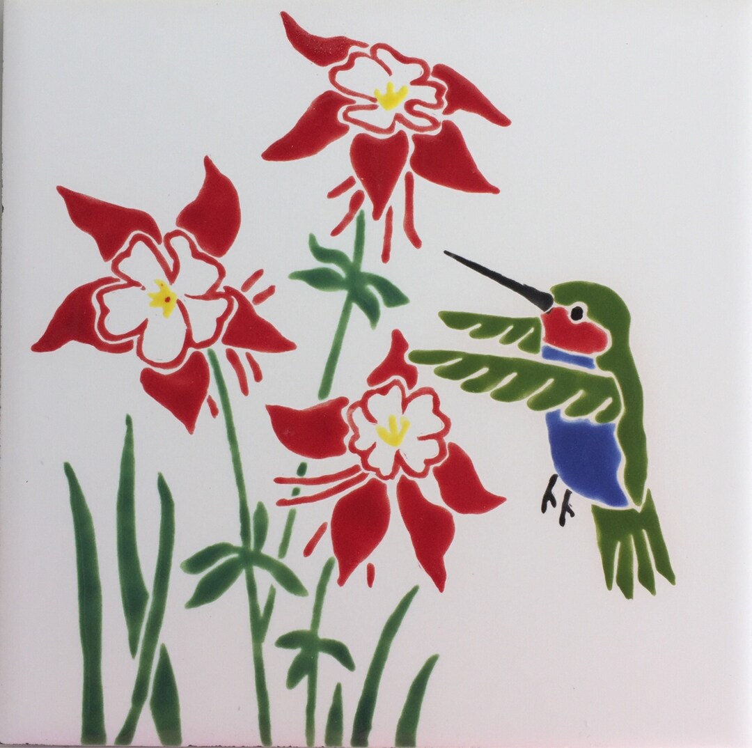 Hummingbird and Columbine Tile Trivet - Etsy