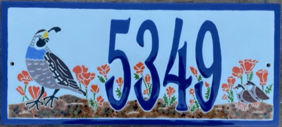 Quail With Poppies Address Tile - Etsy