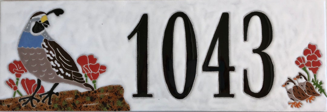 Quail on Log Address Tile - Etsy