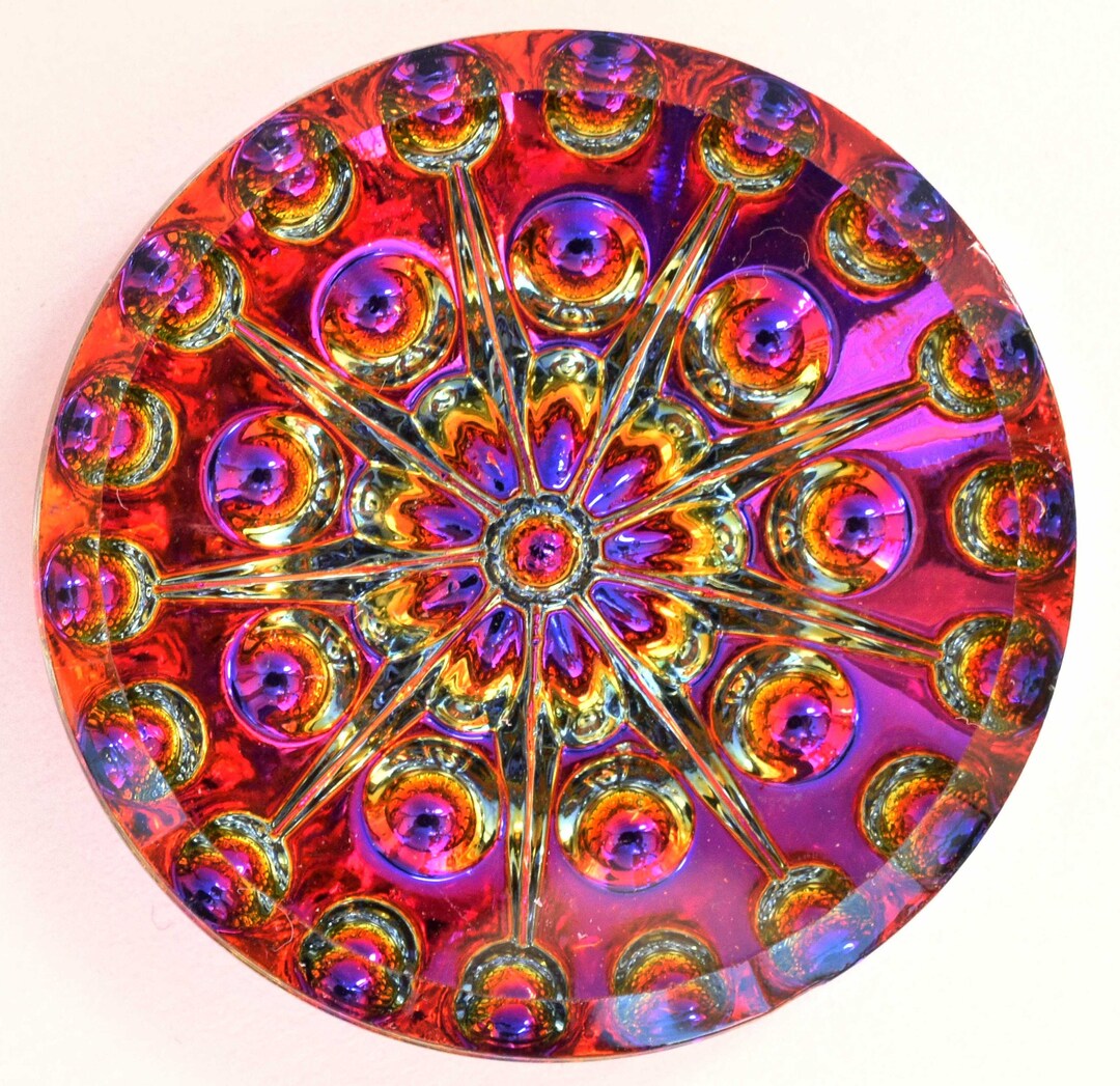 Crystal - 35mm Crystal Volcano Unfoiled Rosette Engraved Glass Stone - Etsy