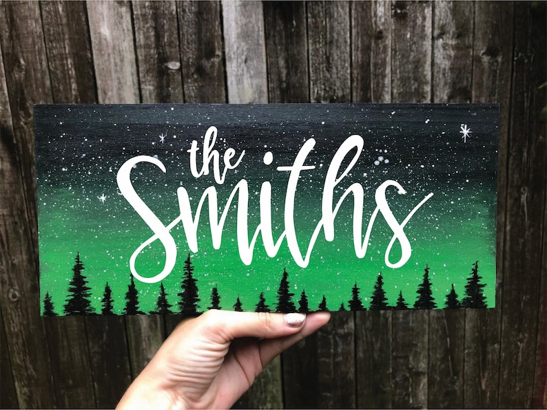 Galaxy Last Name Rustic Wood Sign Wedding Gift, Personalized Wood Sign ...