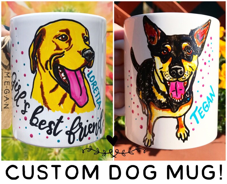 Custom Dog Coffee Mug Personalized Hand Painted Dog Mug Dog - Etsy