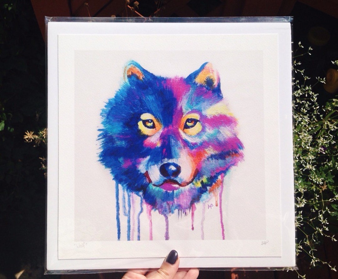Wolf Art, Wolf Print, Wolf Painting Abstract Art Print, Drip Painting ...