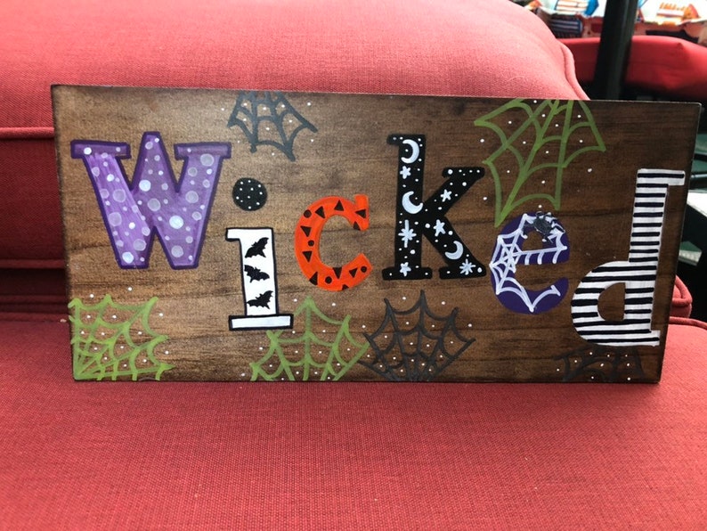 Wicked Halloween Wood Sign Spooky halloween decor hand | Etsy