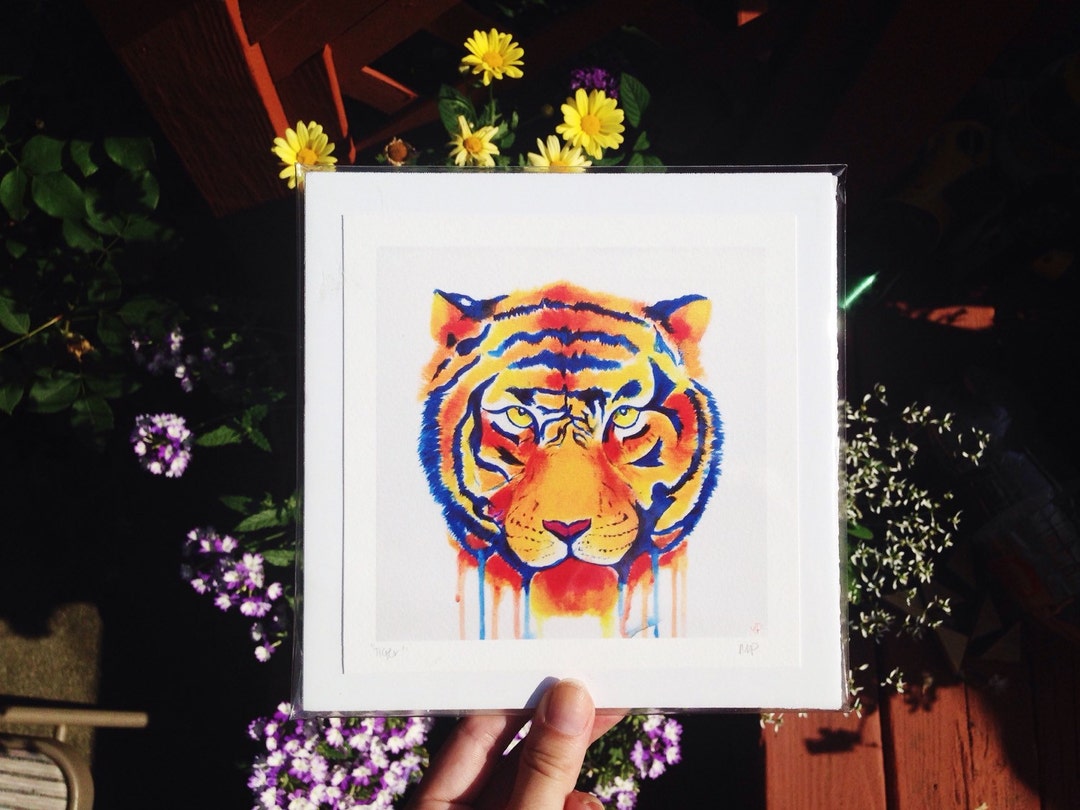 Colorful Tiger Drip Painting Print, Tiger Art, Nursery Room Decor ...