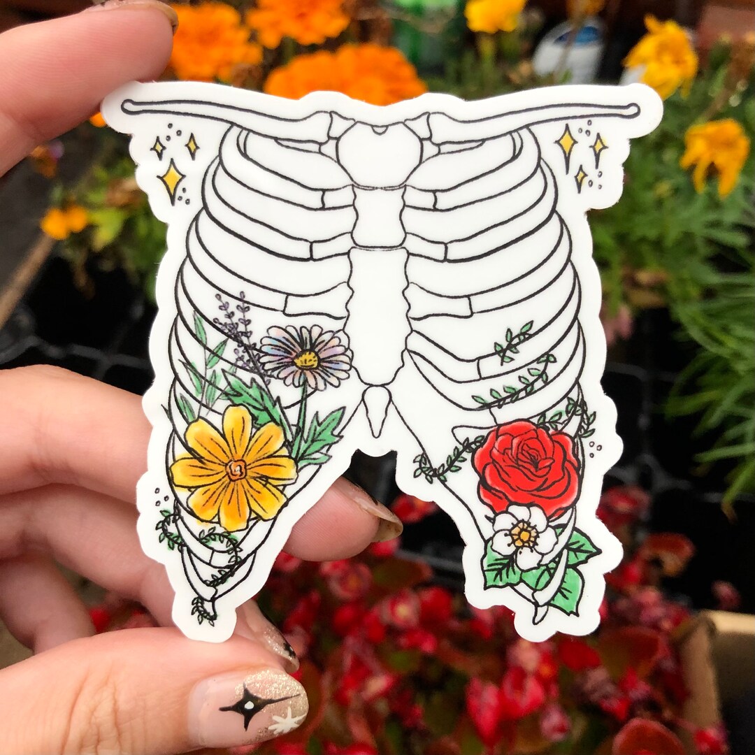 Rib Cage Floral Sticker | Waterproof Sticker | Vinyl Sticker | Chronic ...