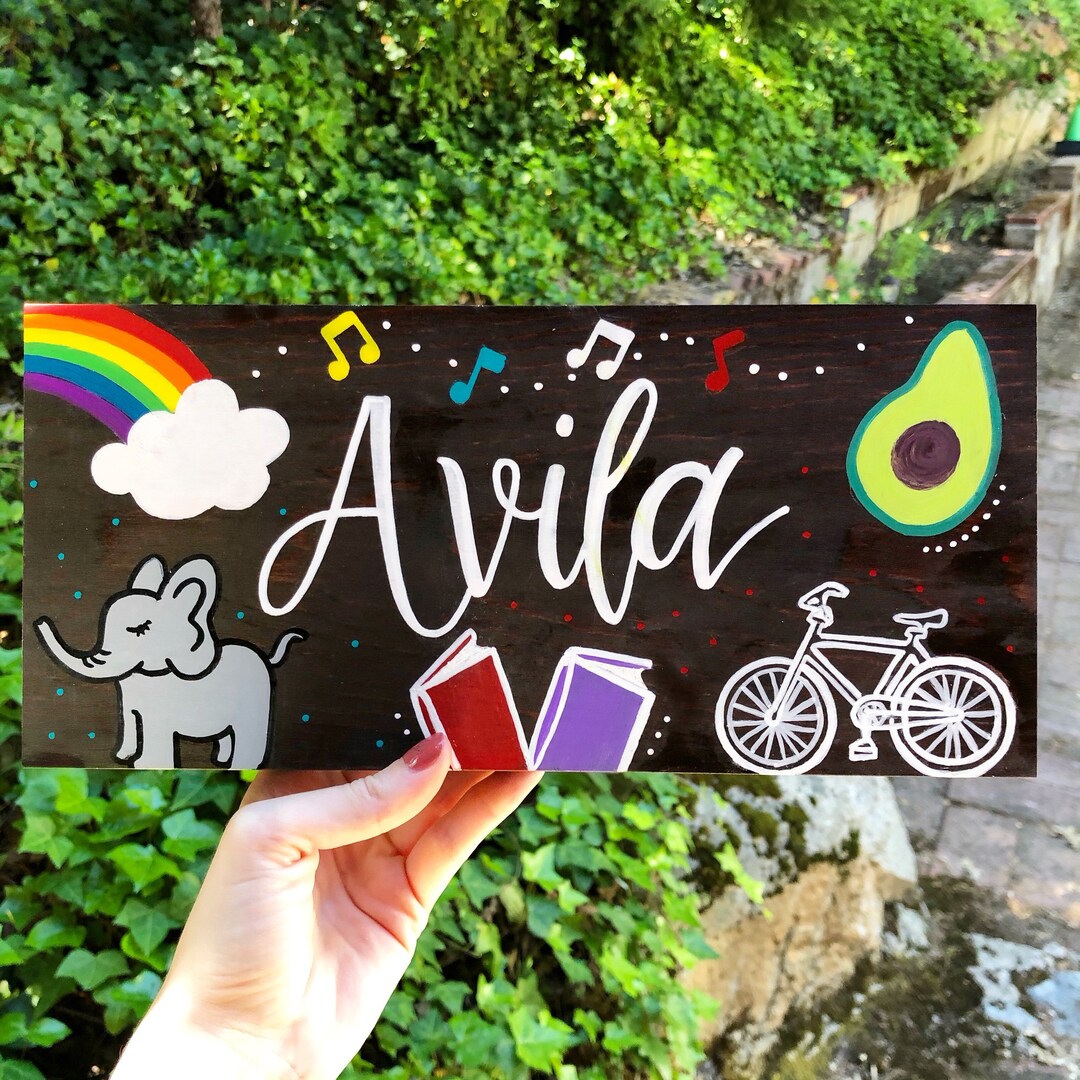 Custom Name Sign, Hand Painted Kids Room Wall Art, Personalized ...