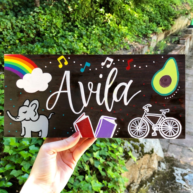 Custom Name Sign Hand Painted Kids Room Wall Art | Etsy